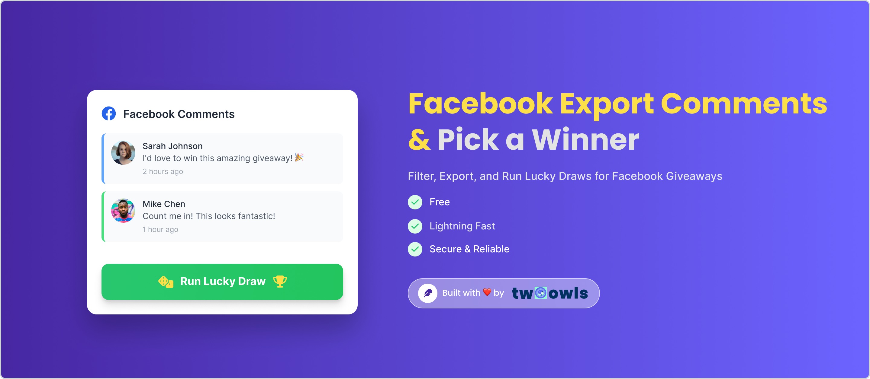 Free Facebook Comment Exporter & Random Picker | Free Tool by TwoOwls